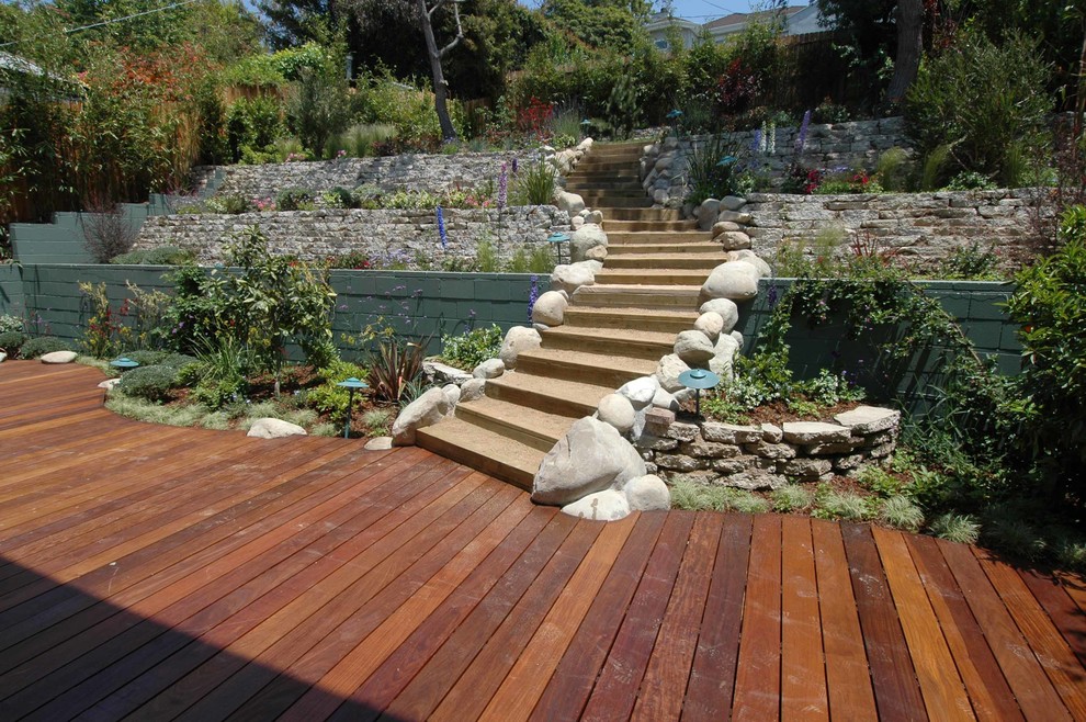 Wood Deck and Retaining Walls - Transitional - Landscape - Los Angeles ...