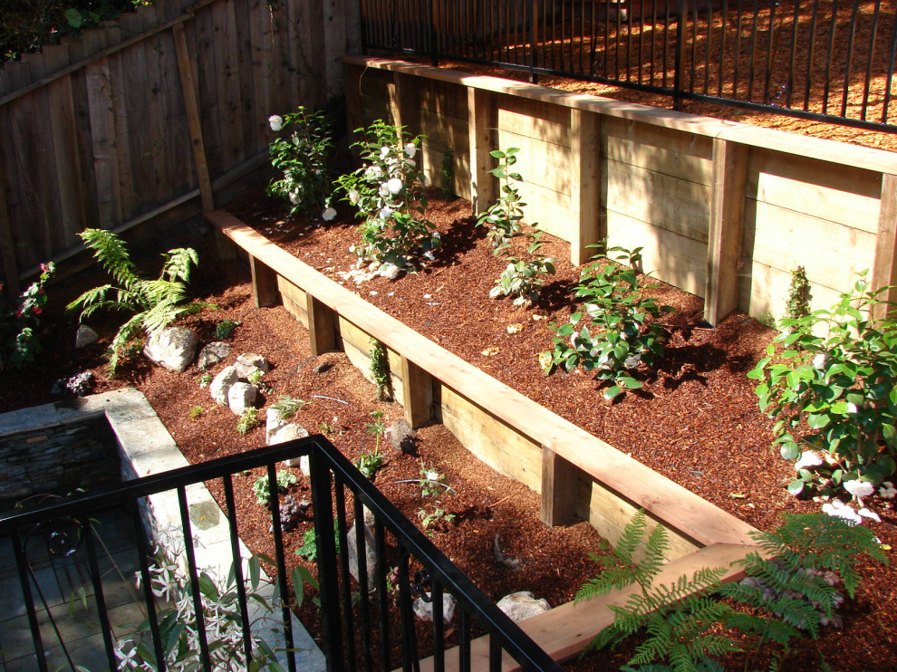Wood Retaining Walls with Plantings - Contemporary - Landscape - by ...