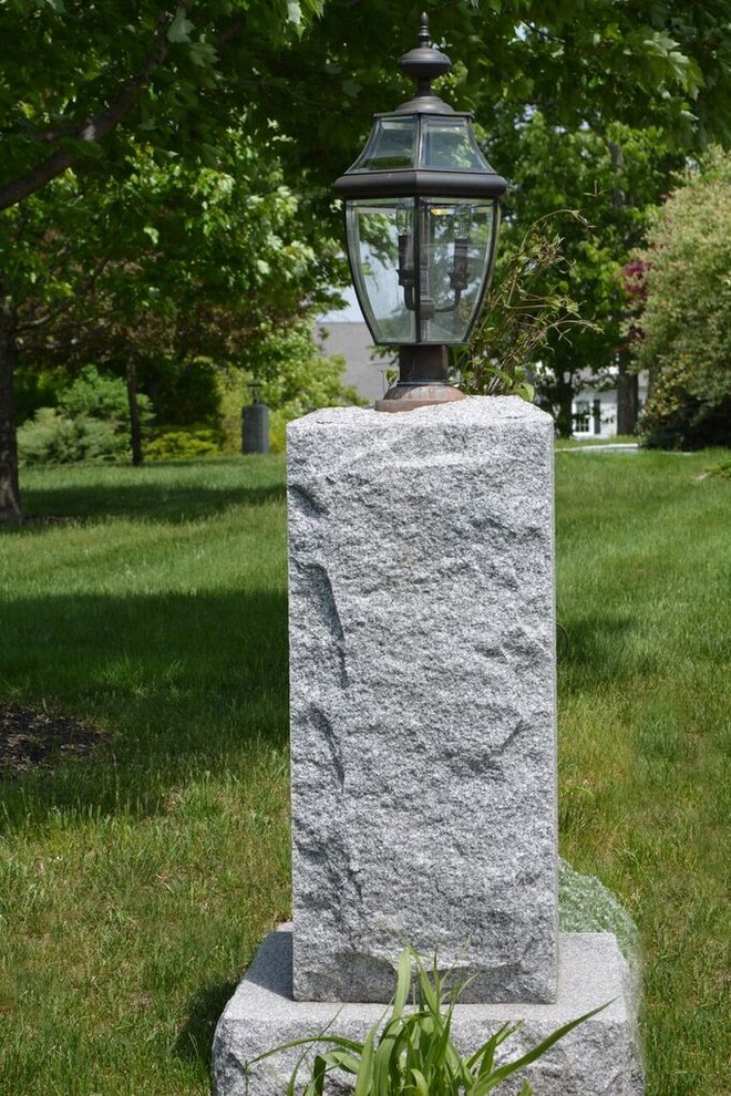Woodbury Gray Granite Custom Lamp Post - Rustic - Landscape - Boston ...