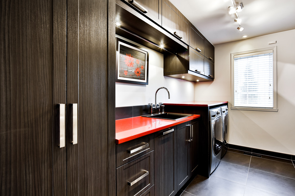 Bathroom, powder room and laundry room renovation - Contemporary ...