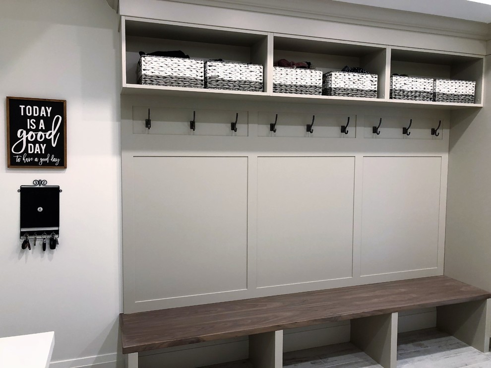 Built in cubbies/bench seating - Transitional - Laundry Room - Toronto ...