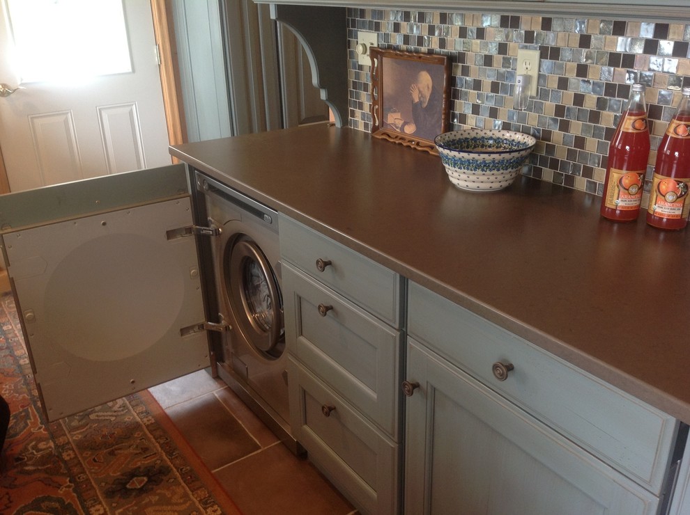 Hutch hiding Asko washer and dryer - Traditional - Laundry Room - Other ...