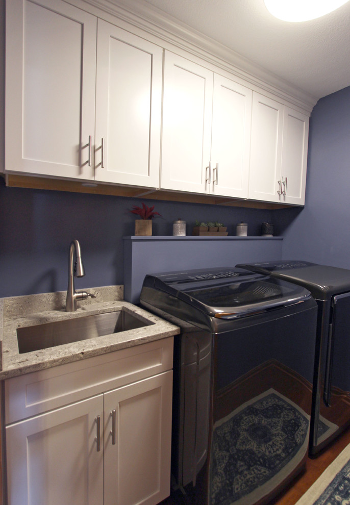 Laundry Room with White Cabinets and Rushbrook Quartz Countertop ...
