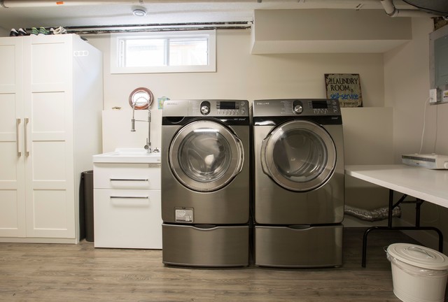 Open Concept Basement Development - Industrial - Laundry Room - Calgary ...
