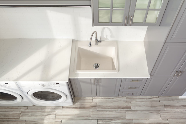 Quartz Classic Drop-In Laundry Sink with Perfect Drain, White ...