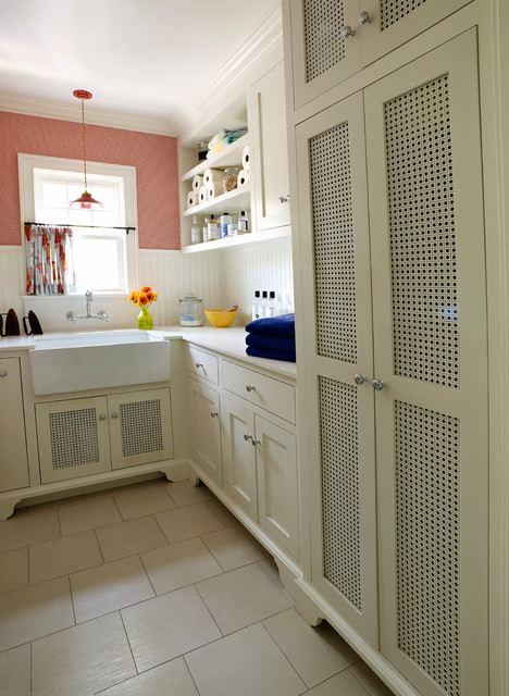 Red Laundry Room - Traditional - Utility Room - Los Angeles - by Alison ...
