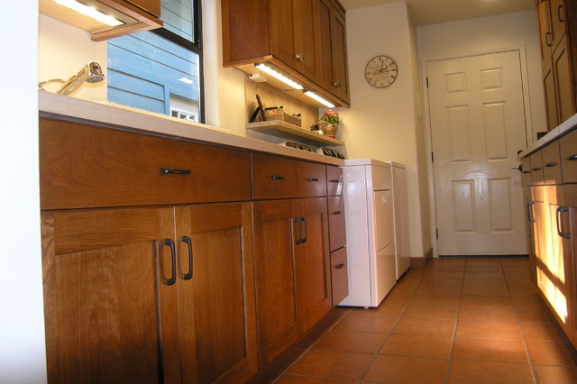 Sally's Custom Cherry Laundry Room with Hand Made Custom Tile ...