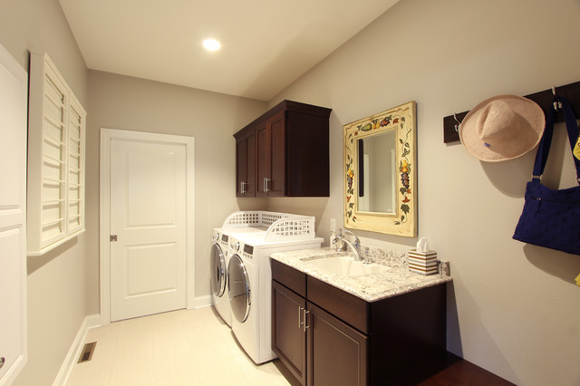 White Undermount Utility Sink In Laundry Room - Traditional - Laundry ...