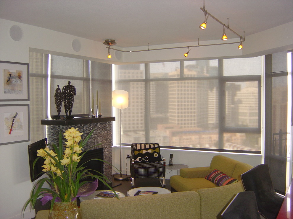 3% Screen Motorized Roller Shades - Moderne - Salon - San Diego - par 3 Blind Mice Window ...