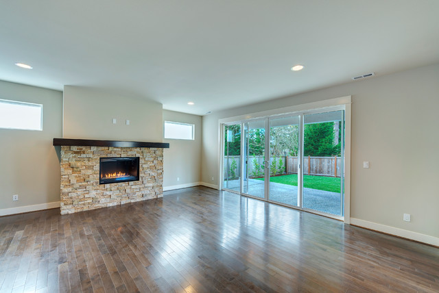 4. Great room with stone fireplace / Suncadia - Contemporary - Living ...