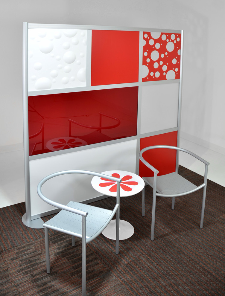 6' Modern Room Divider, Red and Custom Cut out panels - Modern - Living ...