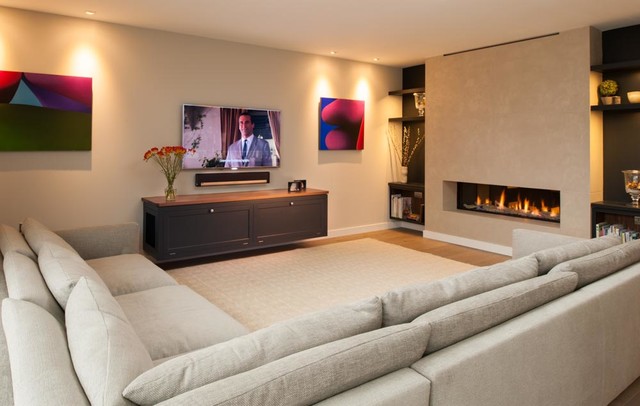 A living room with a bespoke audio unit - Contemporary - Living Room ...