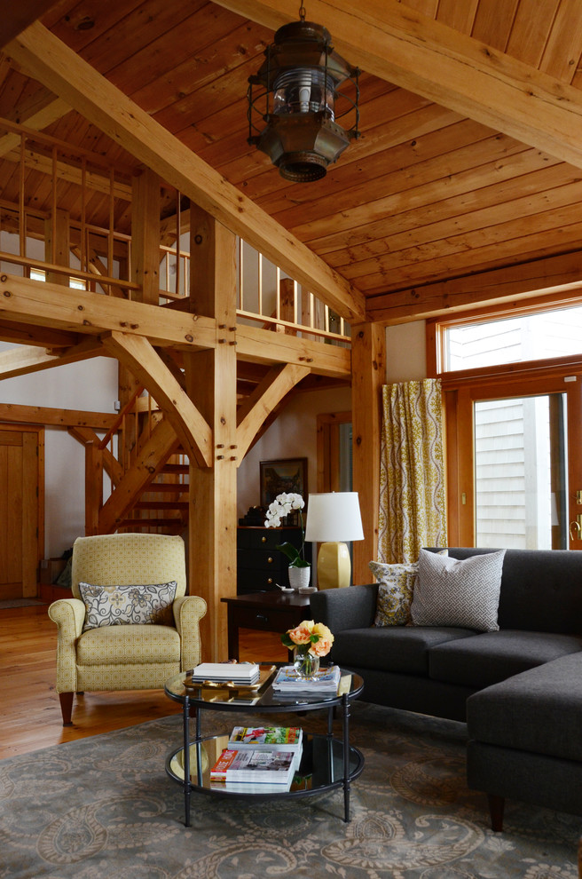 A Memory-Filled Timberframe Home - Transitional - Living Room - Boston ...
