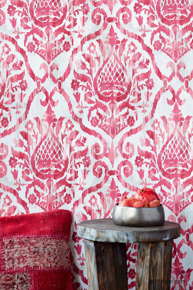Argos Rose Damask Wallpaper - Contemporary - Living Room - Boston - by ...