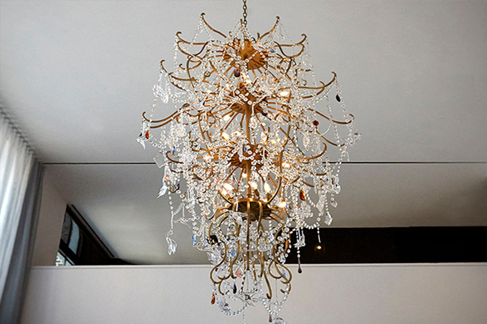 custom glass chandelier - Modern - Living Room - New York - by JOE ...