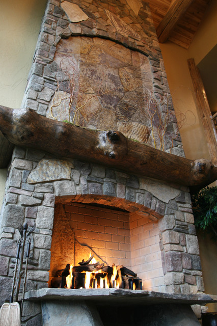 Aspen Creek Lodge - Fireplace - Rustic - Living Room - Seattle - by ...