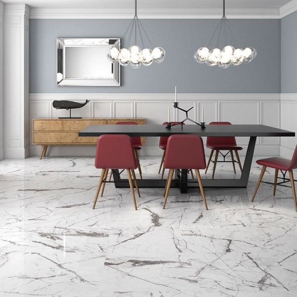 Aston White Marble Effect Tiles - Direct Tile Warehouse - Comedor ...