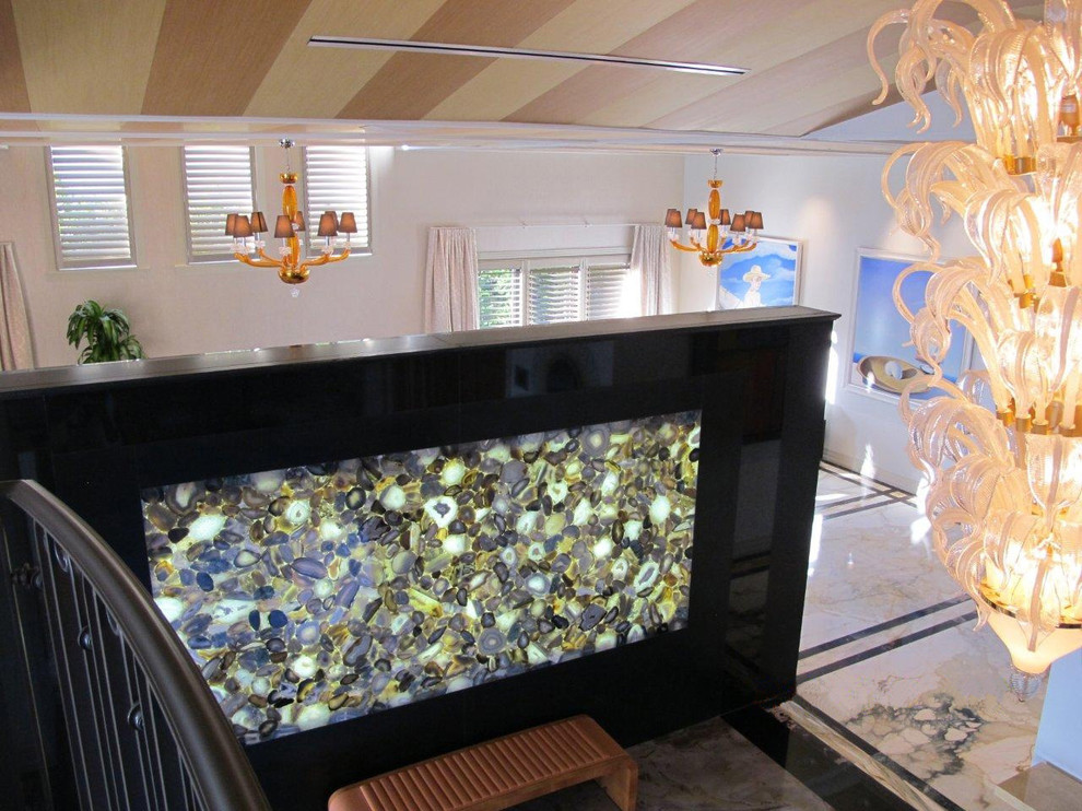 Back lit stone wall - Living Room - Miami | Houzz