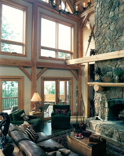 Banner Elk, NC Timber Frame - Rustic - Living Room - Charlotte - by ...