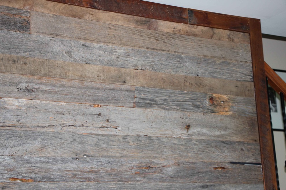 Barnwood Shiplap Wall With Custom Trim - Rustic - Living Room ...
