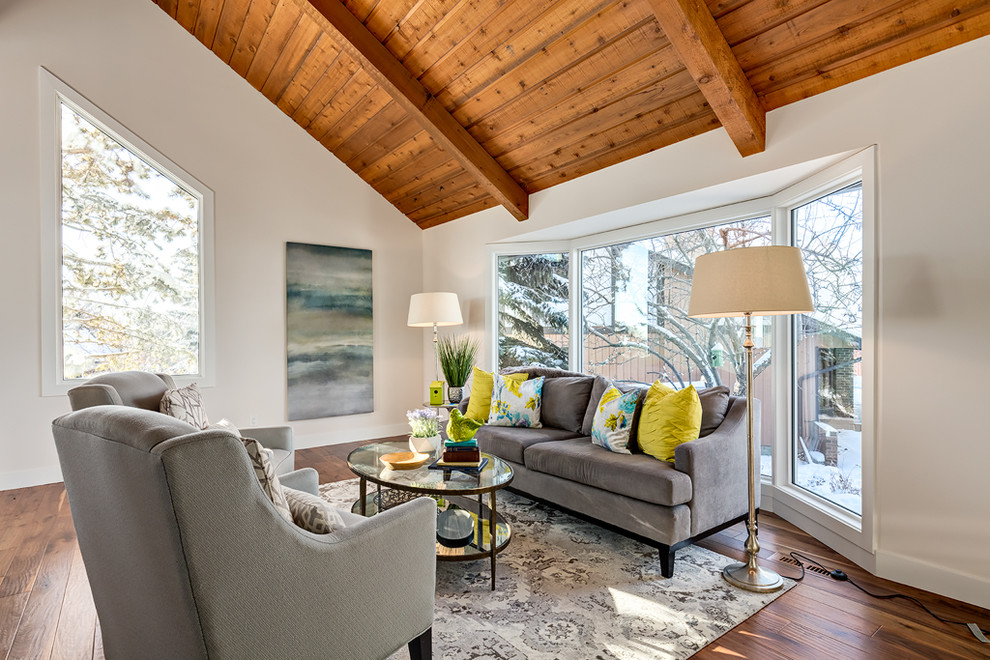 Bay window with vaulted ceiling above - Transitional - Living Room ...