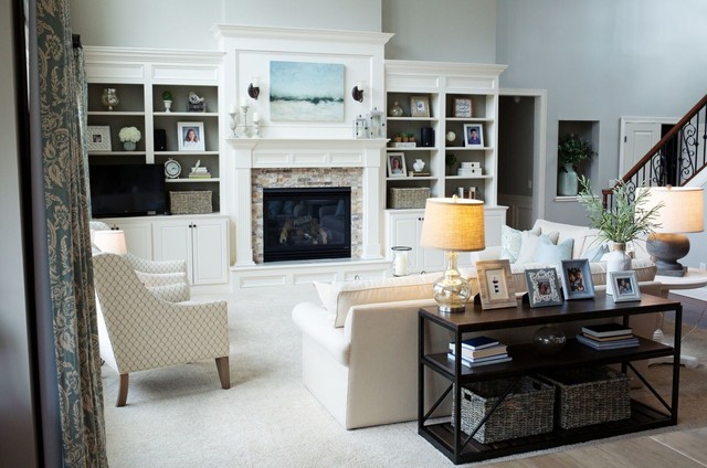 Beach rustic modern living room in the Midwest - Transitional - Living ...