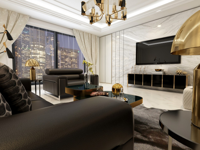 Black and Gold Furnishings - Modern - Living Room - Los Angeles - by ...