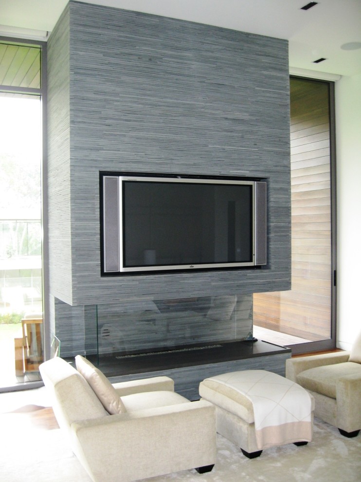 Blue Stone Fireplace - Modern - Living Room - Los Angeles - by ...