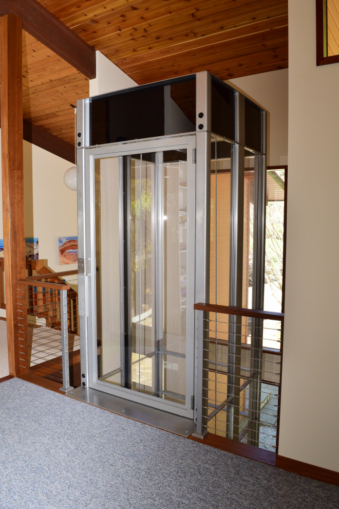 Boxborough Deck House with Modern Home Elevator - Contemporary - Living ...