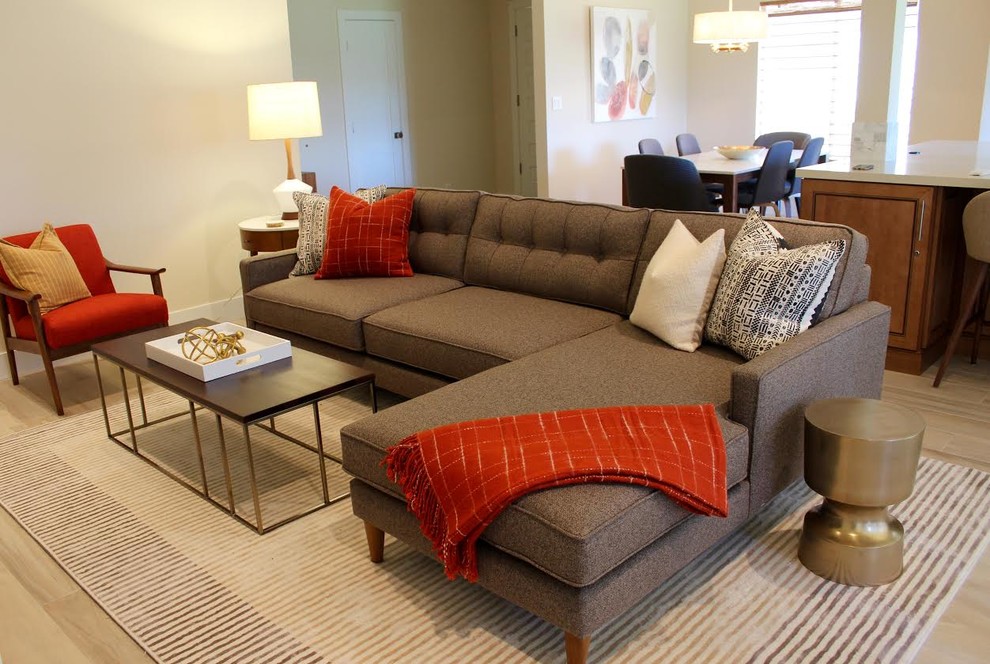 Brown Tweed Sectional in Mid Century Mod Room | The Sofa Company ...