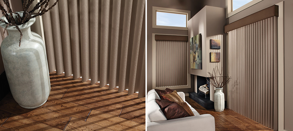 BROWN VERTICAL BLINDS - Hunter Douglas Cadence vertical blind with ...