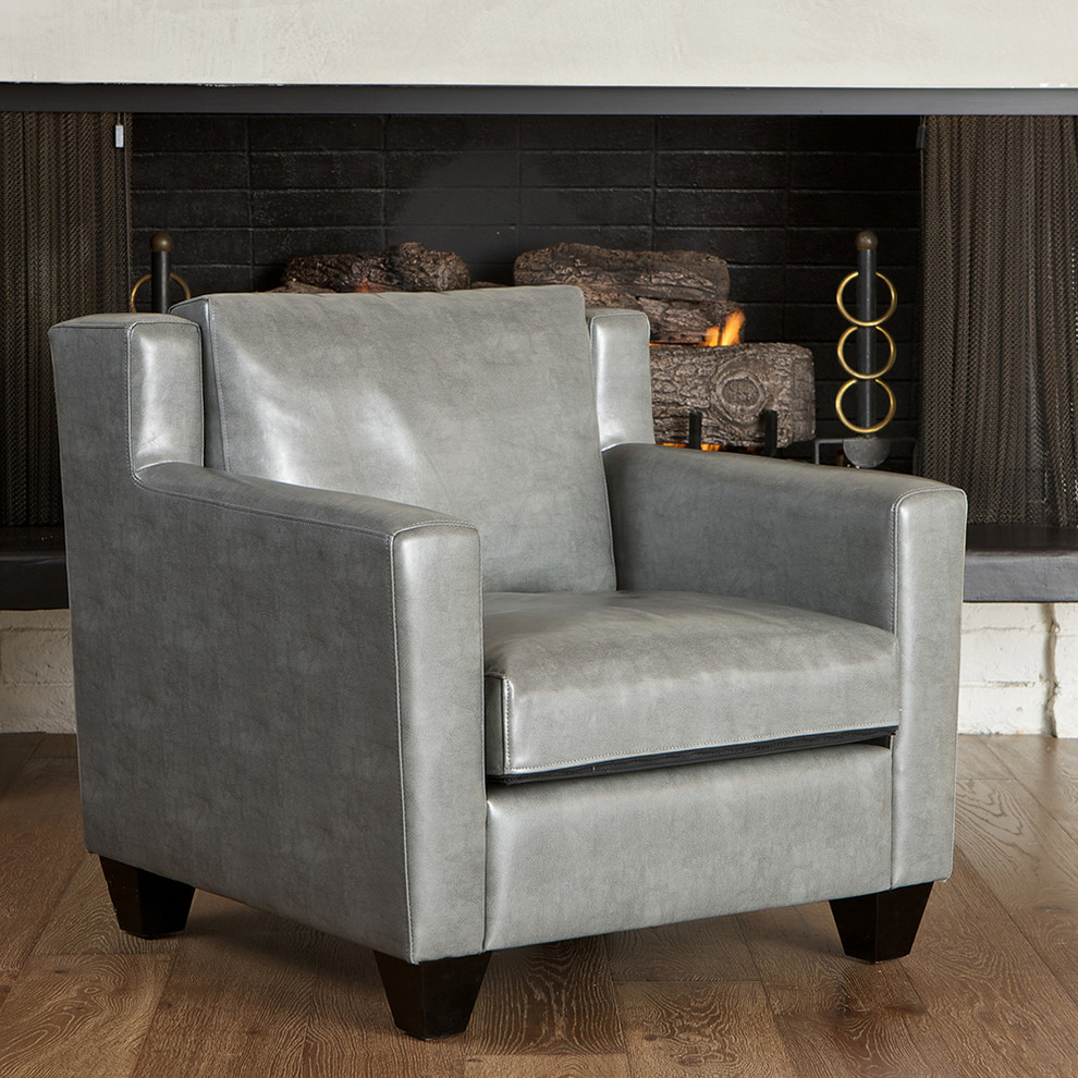 Caldwell Grey Leather Club Chair - Modern - Living Room - Los Angeles ...