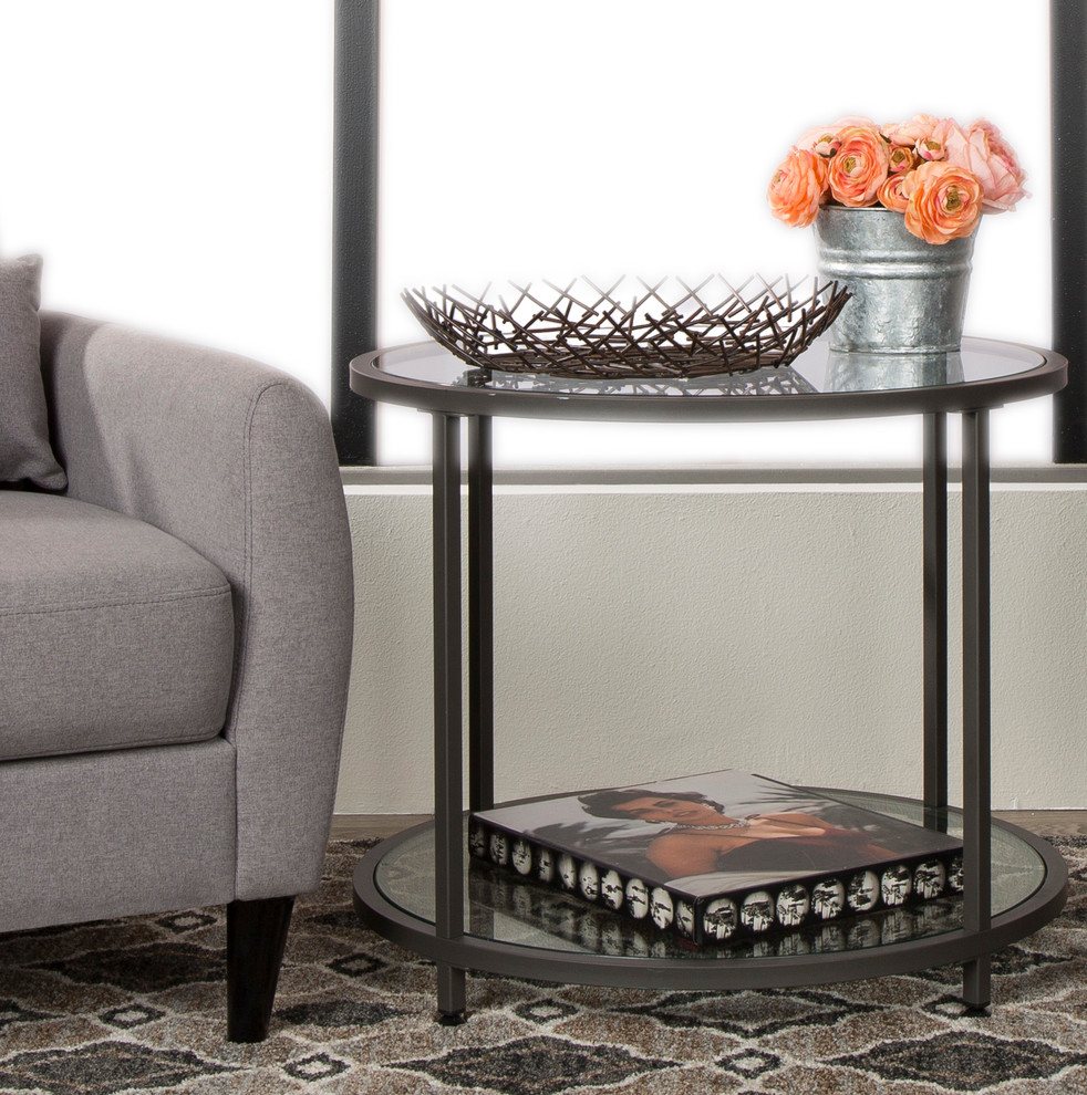 Camber Modern Glass End Table in Pewter 26-inch 71003 - Modern - Living ...