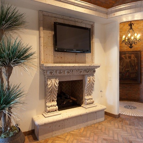 Cantera Stone Fireplace - Traditional - Living Room - Phoenix - by ...