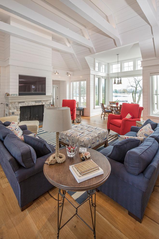Cape Cod Lake House - Beach Style - Living Room - Omaha - by Kurt ...