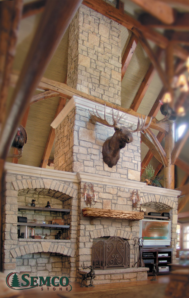 Cedar Ridge Fireplace - Rustic - Living Room - Chicago - by Semco ...
