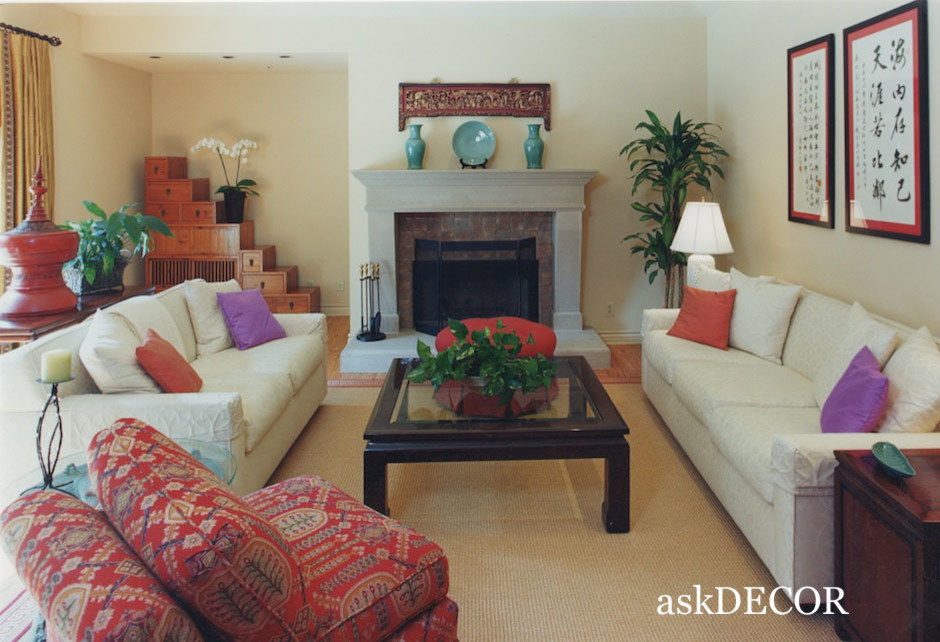 Cement Fireplace Surround In Asian Style Living Room - Asian - Living ...