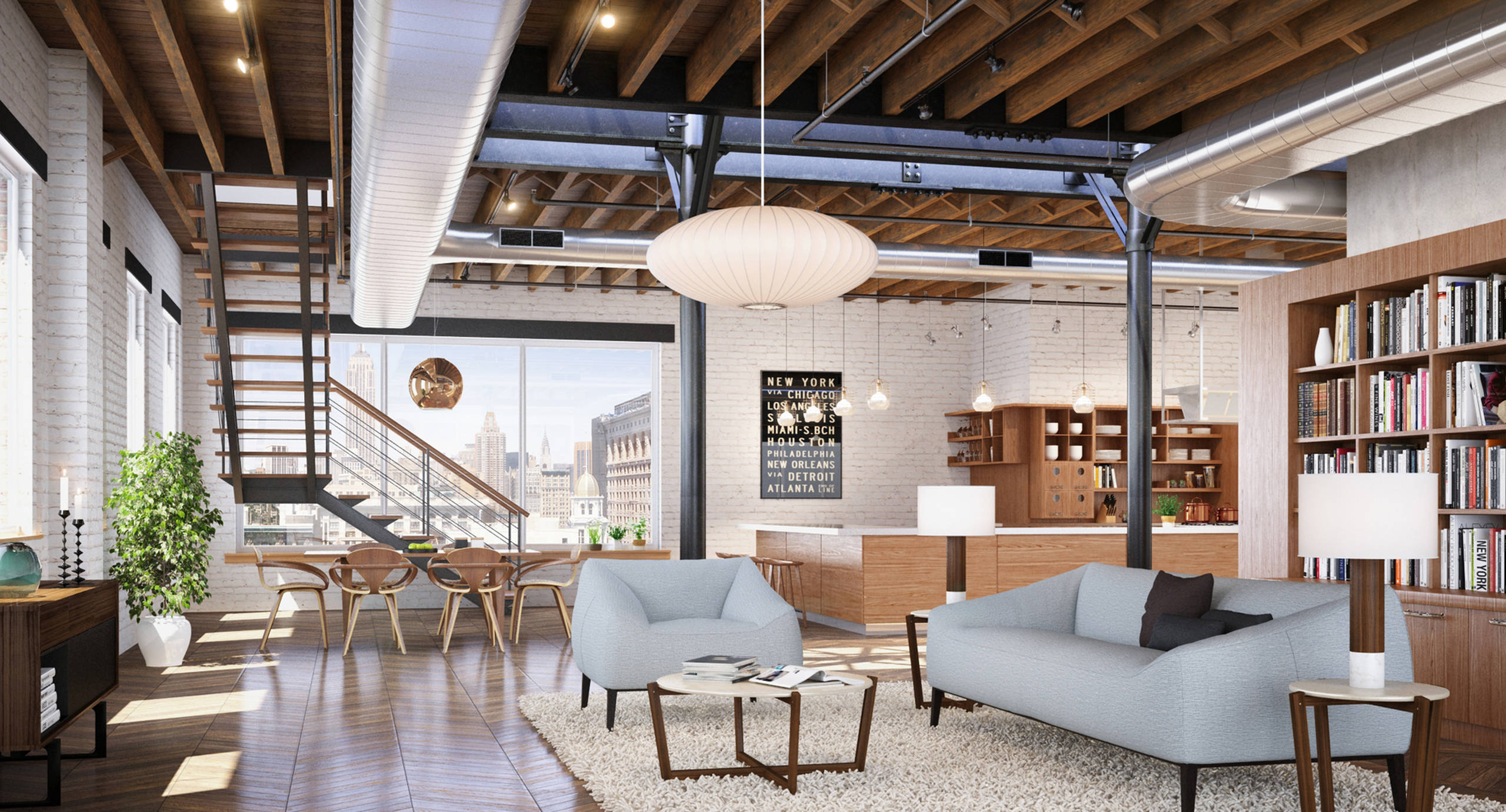 White Industrial Modern Loft