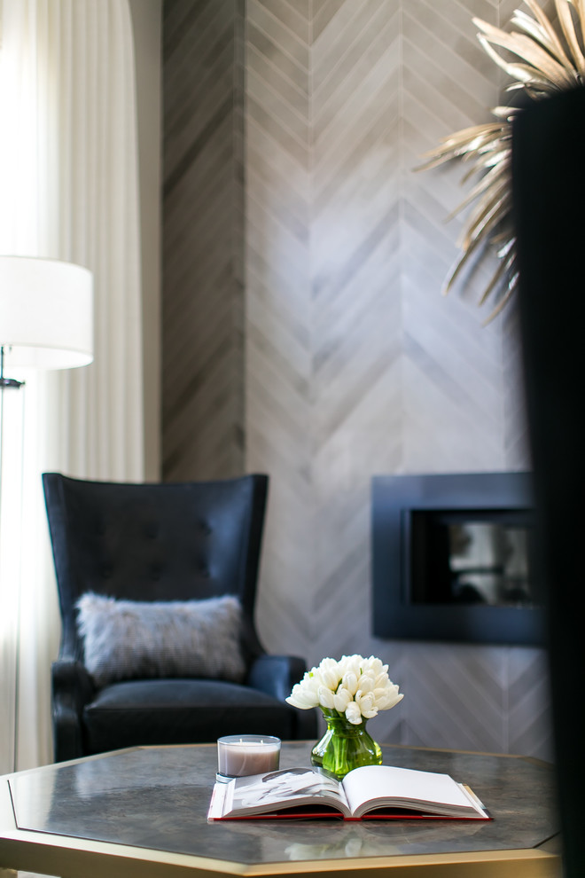 Chevron Tile Fireplace | Del Mar Inland Residence - Transitional ...