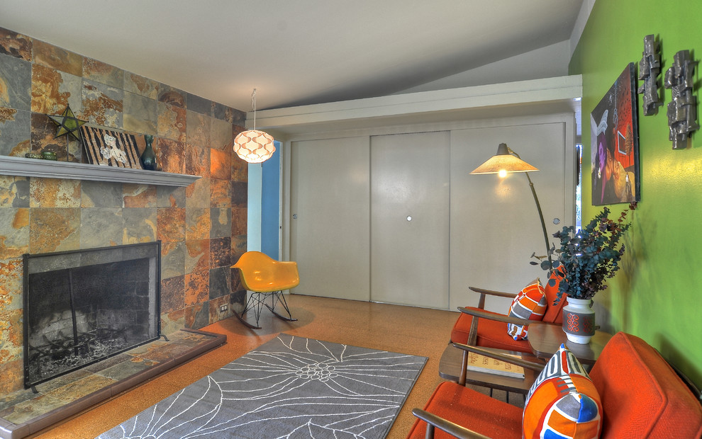 Cliff May Ranch Home in Tustin California - Midcentury - Living Room ...