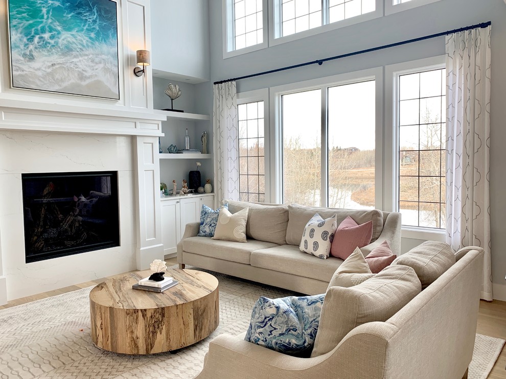 Coastal Modern Living Room, Interior Design Calgary - Beach Style ...