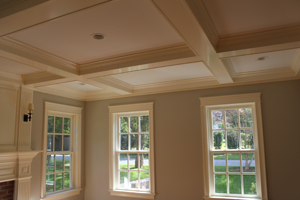 Coffered Ceiling - Traditional - Living Room - Boston - by Custom Home ...