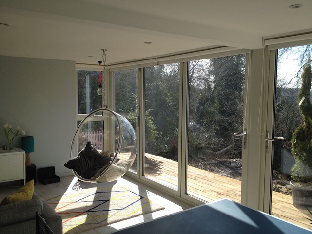 contemporary glass and wood cladding box extension, two storey, Stroud ...