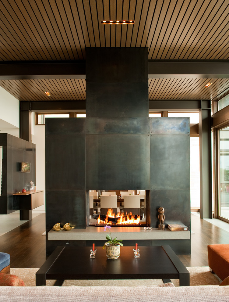 Contemporary Stone LEED Home - Contemporary - Living Room - Seattle ...