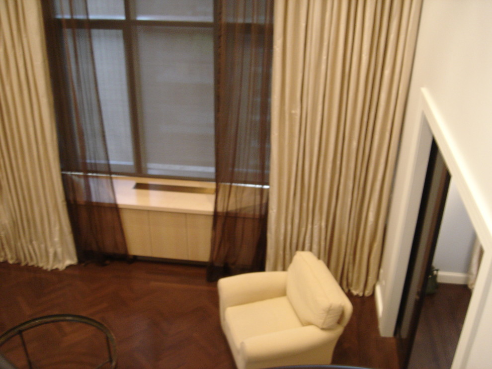 Curtains & Sheers on a Pole, high ceiling - Traditional - Living Room ...