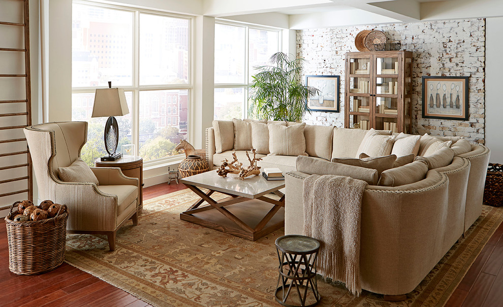 Curved Back Sectional in Neutral Living Room - Rustic - Living Room ...