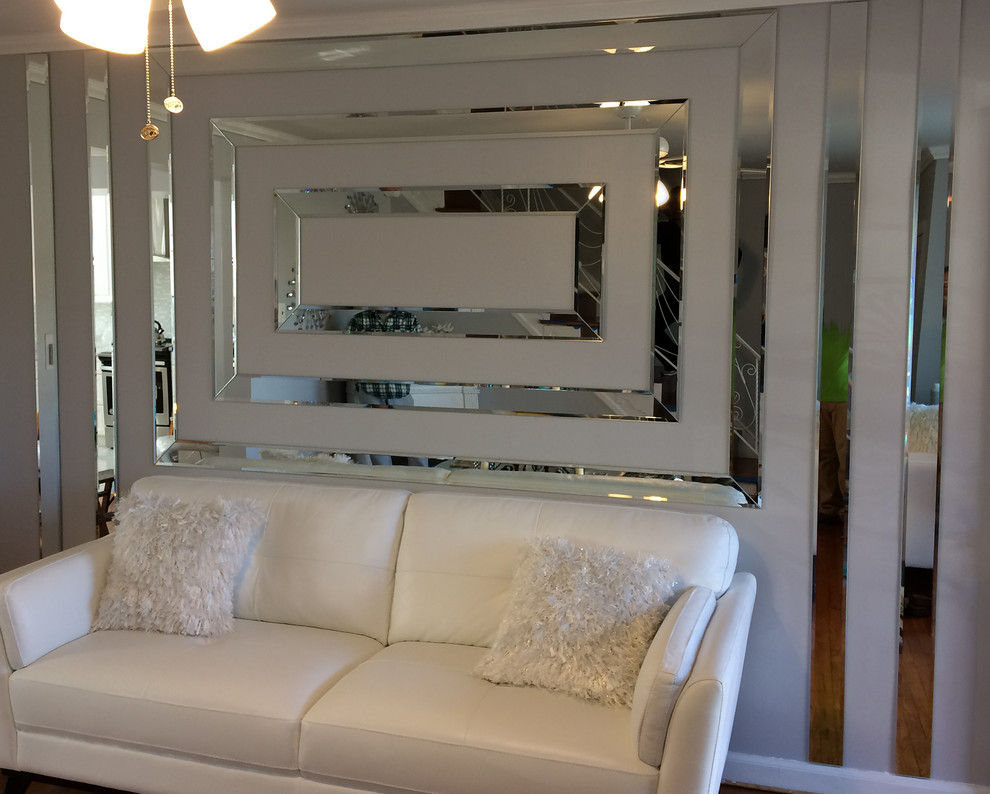 Custom Bevel Edge Mirrored Wall - Contemporary - Living Room ...