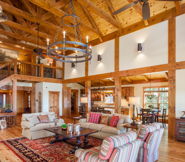 Custom Log & Timber Frame Home - Montagne - Salon - Autres périmètres ...