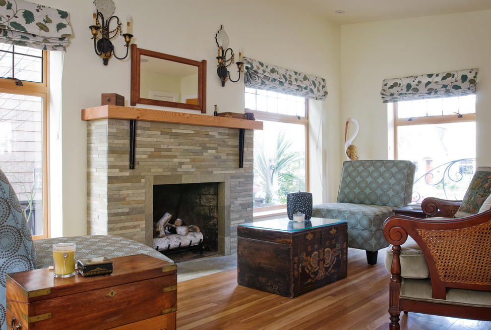 Custom metal and wood fireplace mantel - Modern - Living Room - Seattle ...