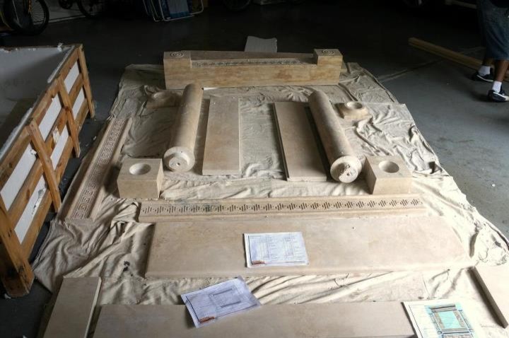 Custom Travertine Fireplace Surround - Mediterranean - Living Room ...